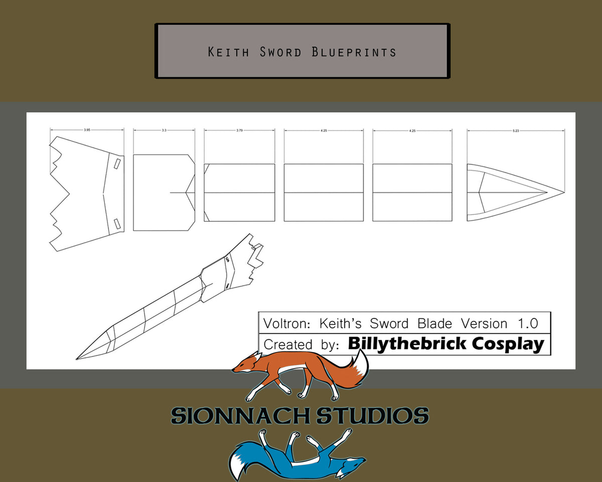 Voltron Prop Keith Sword and Bayard for Cosplay - Blueprints – Sionnach ...
